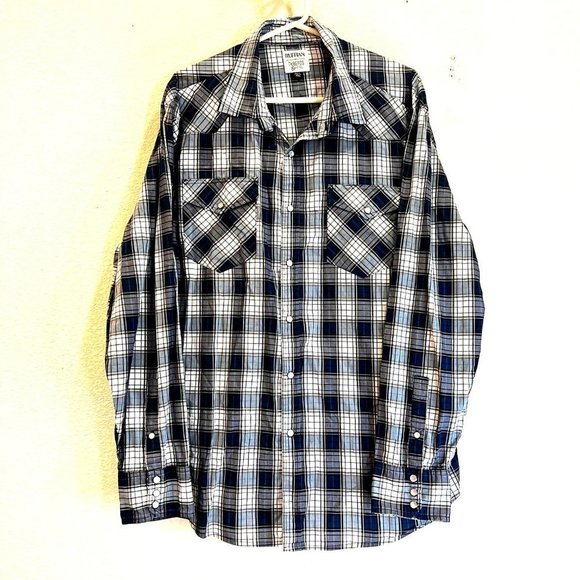 Ruffian | Shirts | Ruffian Western Shirt Mens Xxl Blue Plaid Pearl ...